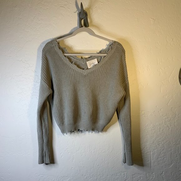 Jessica Simpson | Sweaters | Jessica Simpson Cropped Distressed Olive ...